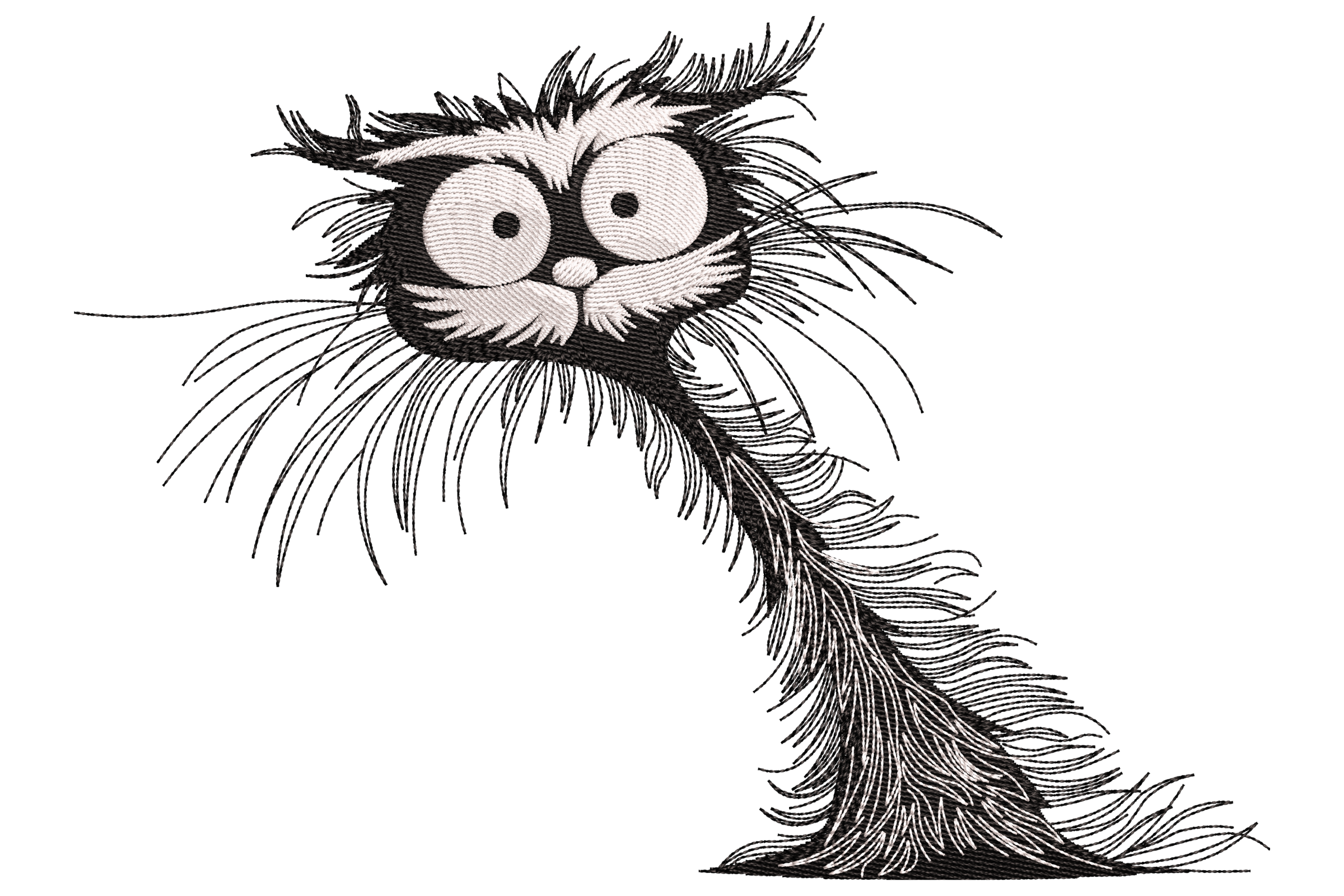 Scruffy Skinny Cat – Cartoon Machine Embroidery Design | Embroidize