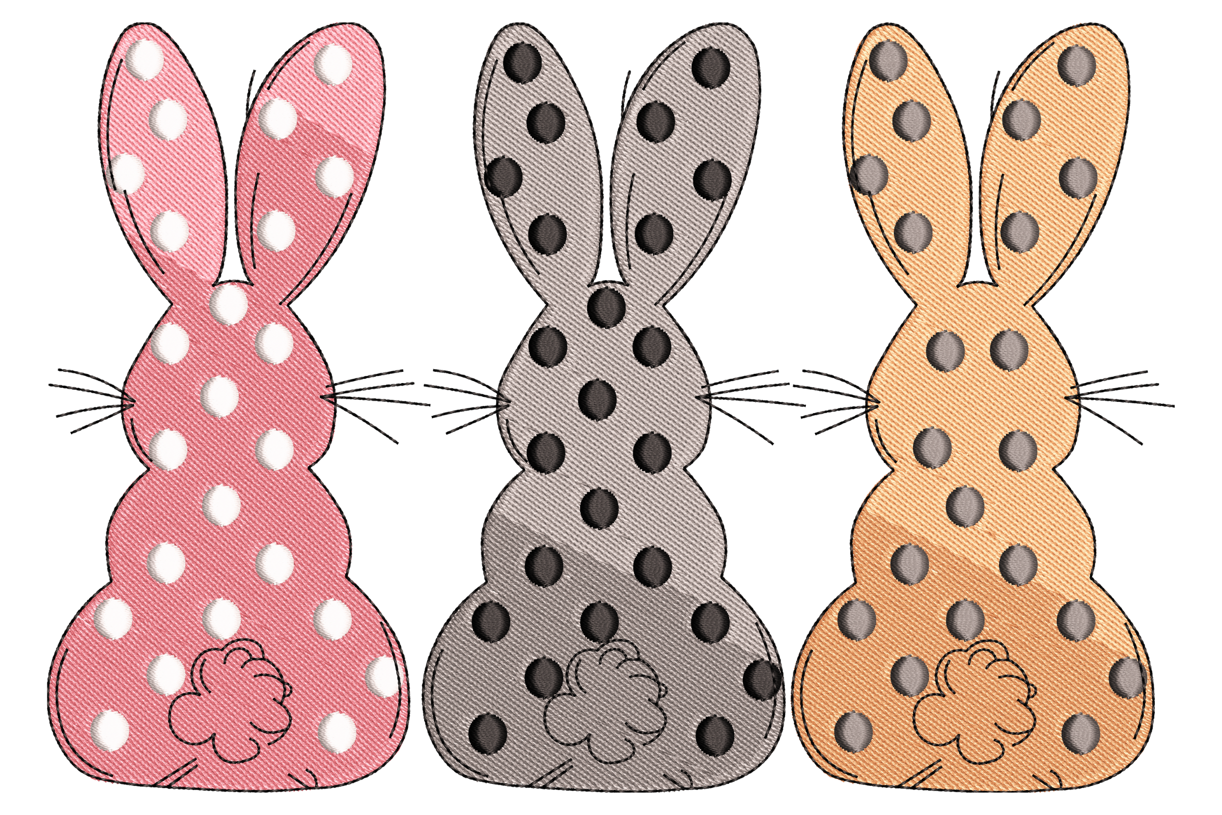 Polka Dot Easter Bunnies Trio – Machine Embroidery Design | Embroidize