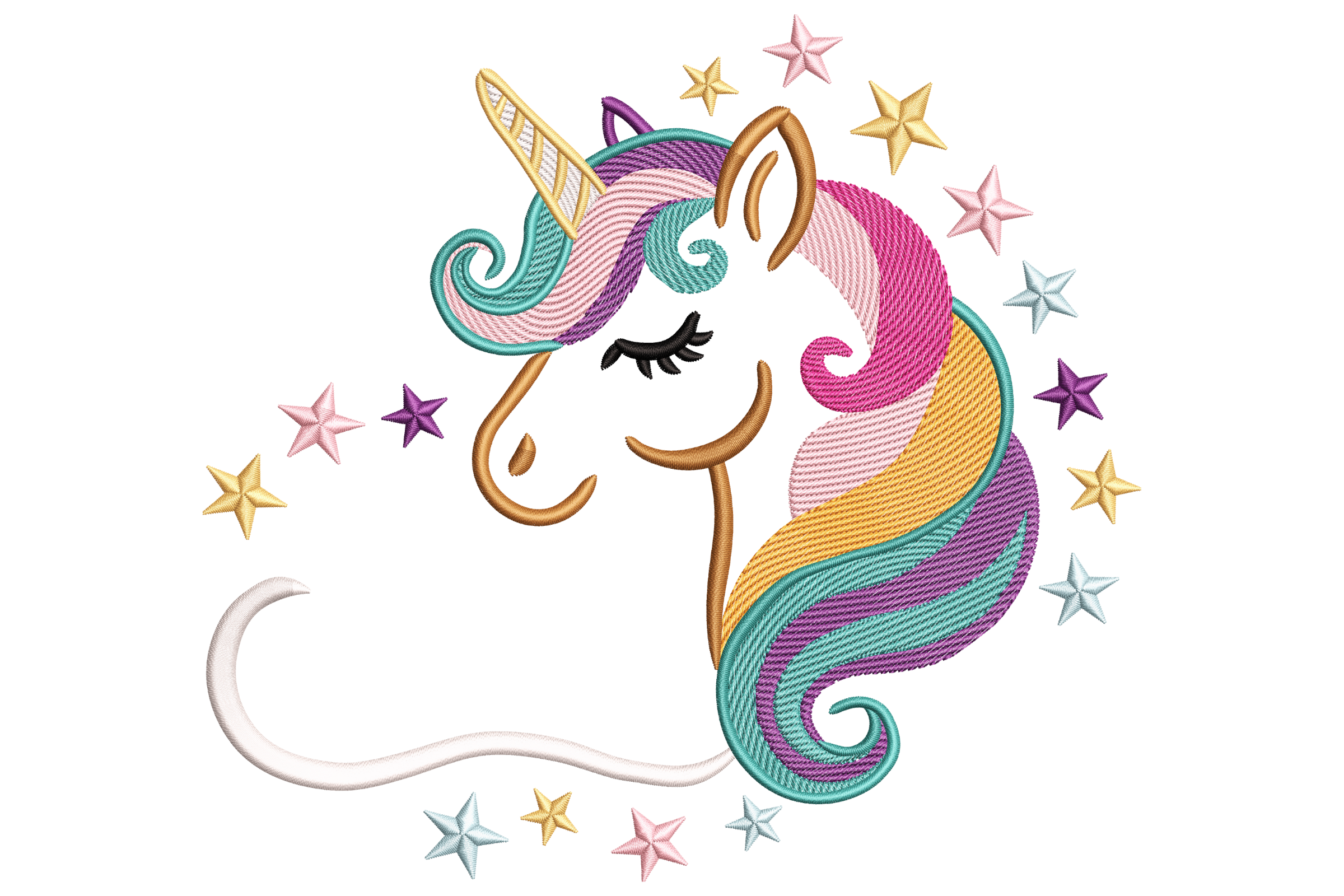 Rainbow Unicorn Head – Kids Machine Embroidery Design | Embroidize