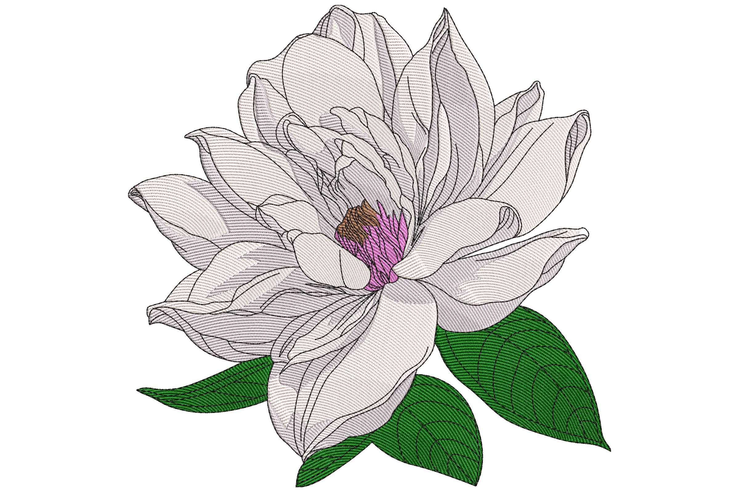 White Magnolia Flower – Machine Embroidery Design | Embroidize