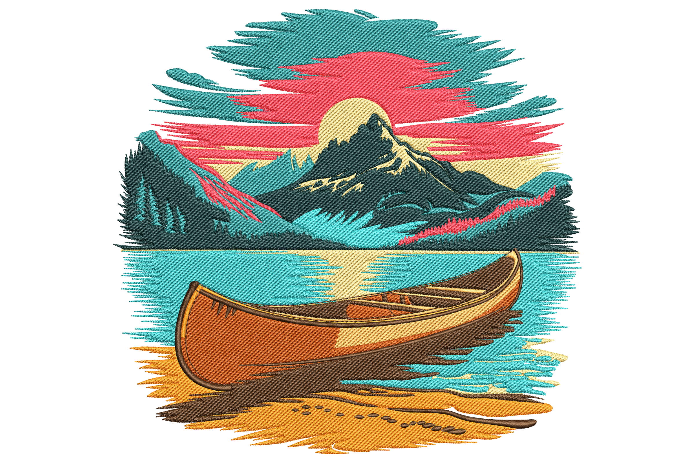Mountain Lake Canoe – Machine Embroidery Design | Embroidize