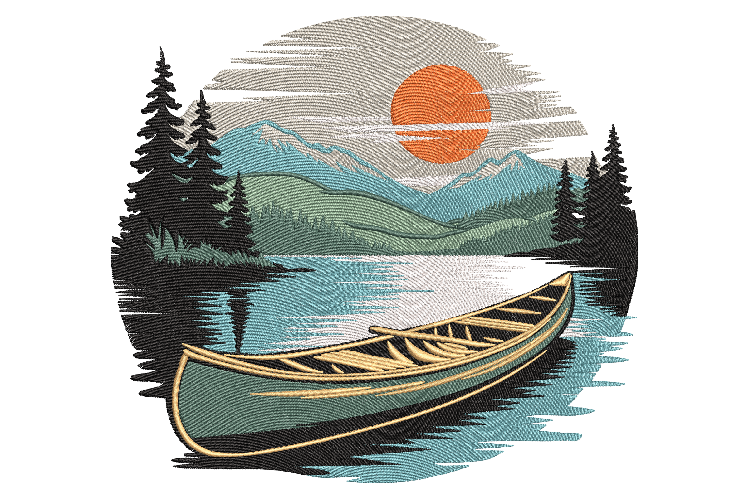 Canoe Lake Sunset – Machine Embroidery Design | Embroidize