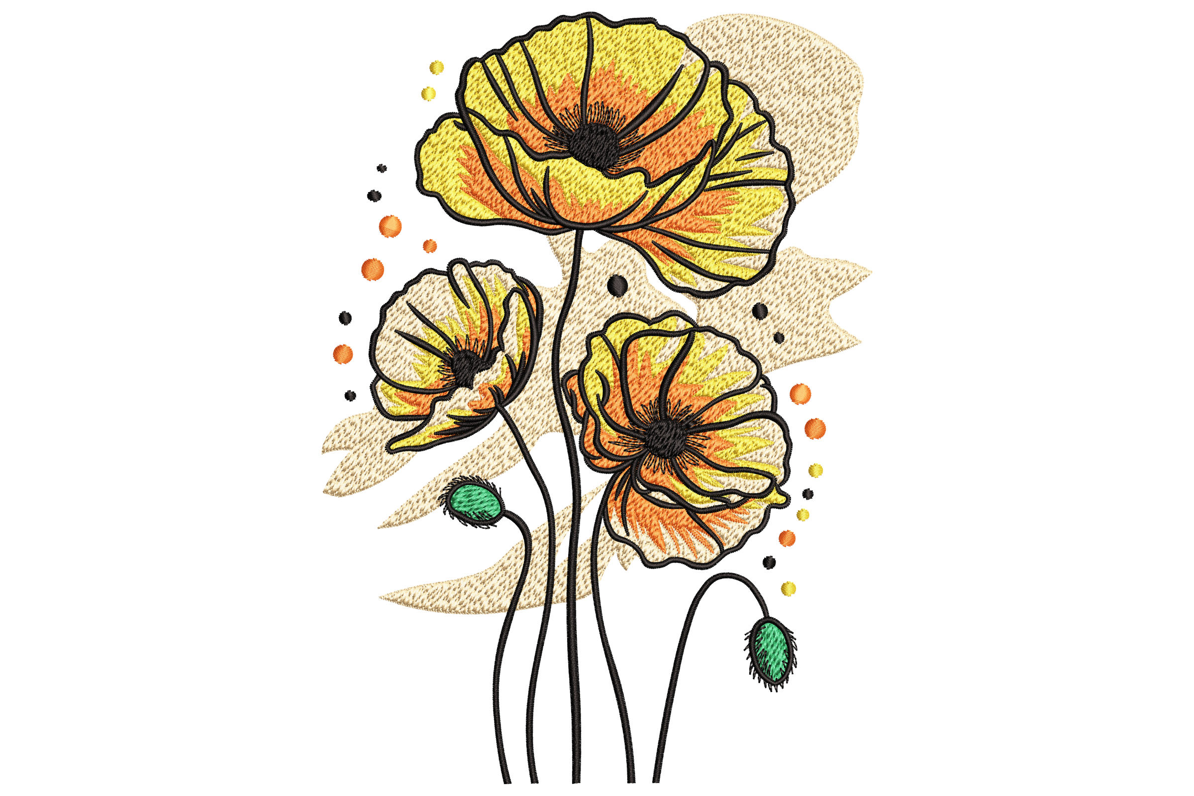 Poppy Line Art Flowers – Machine Embroidery Design | Embroidize