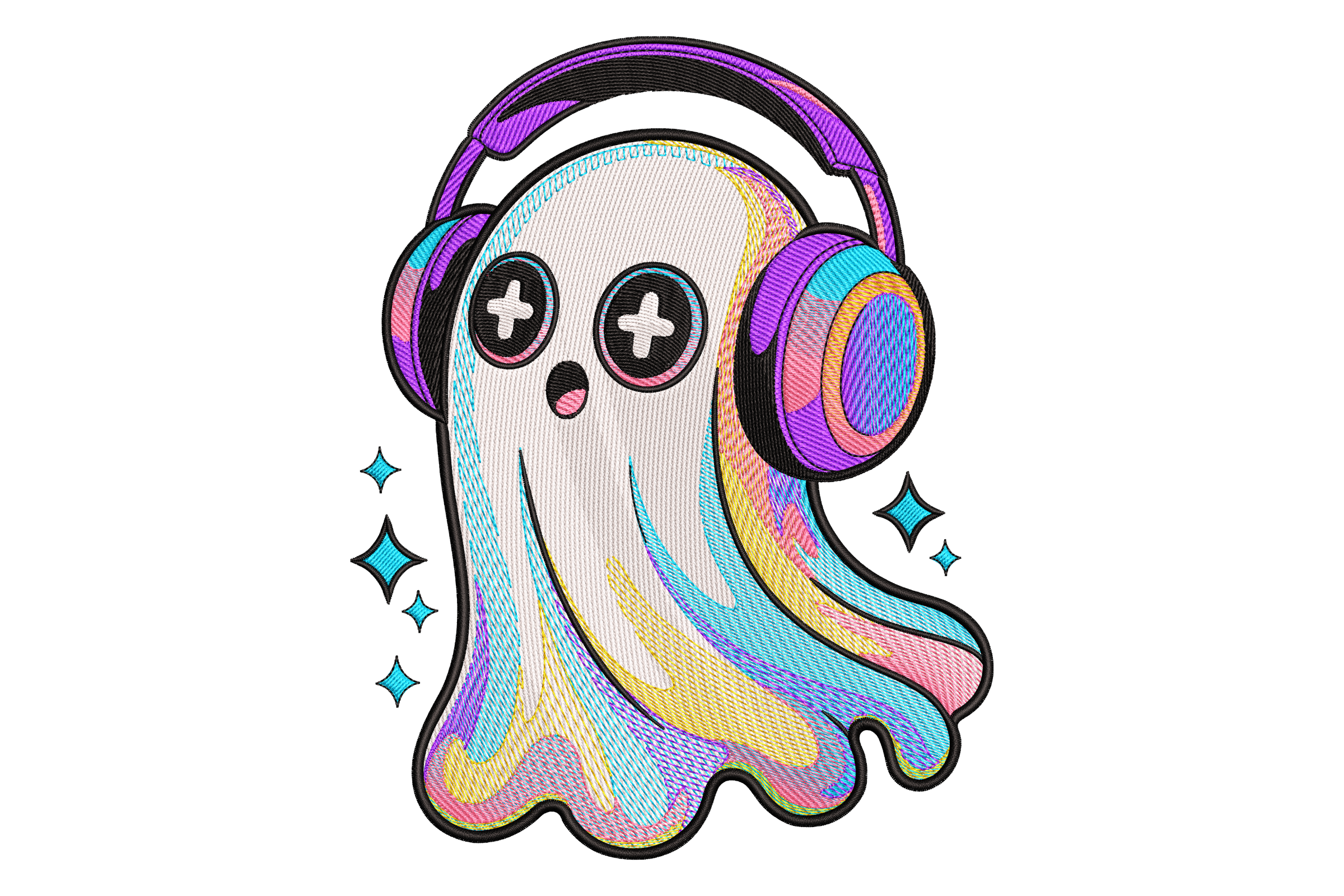 Kawaii Ghost DJ – Machine Embroidery Design | Embroidize
