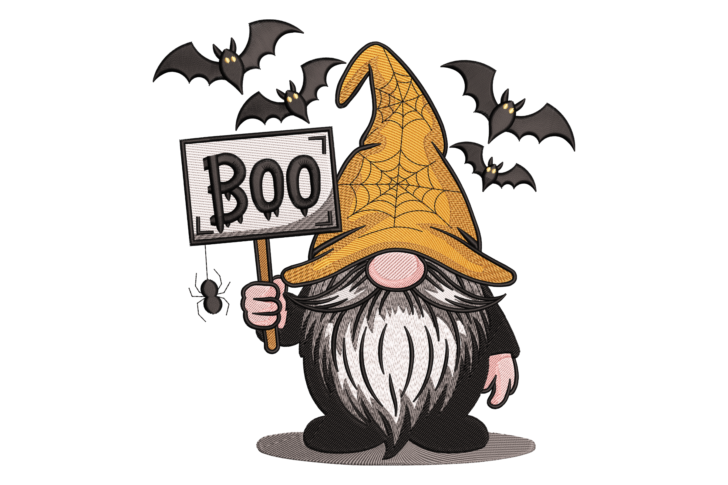 Boo Gnome with Bats – Halloween Machine Embroidery Design | Embroidize
