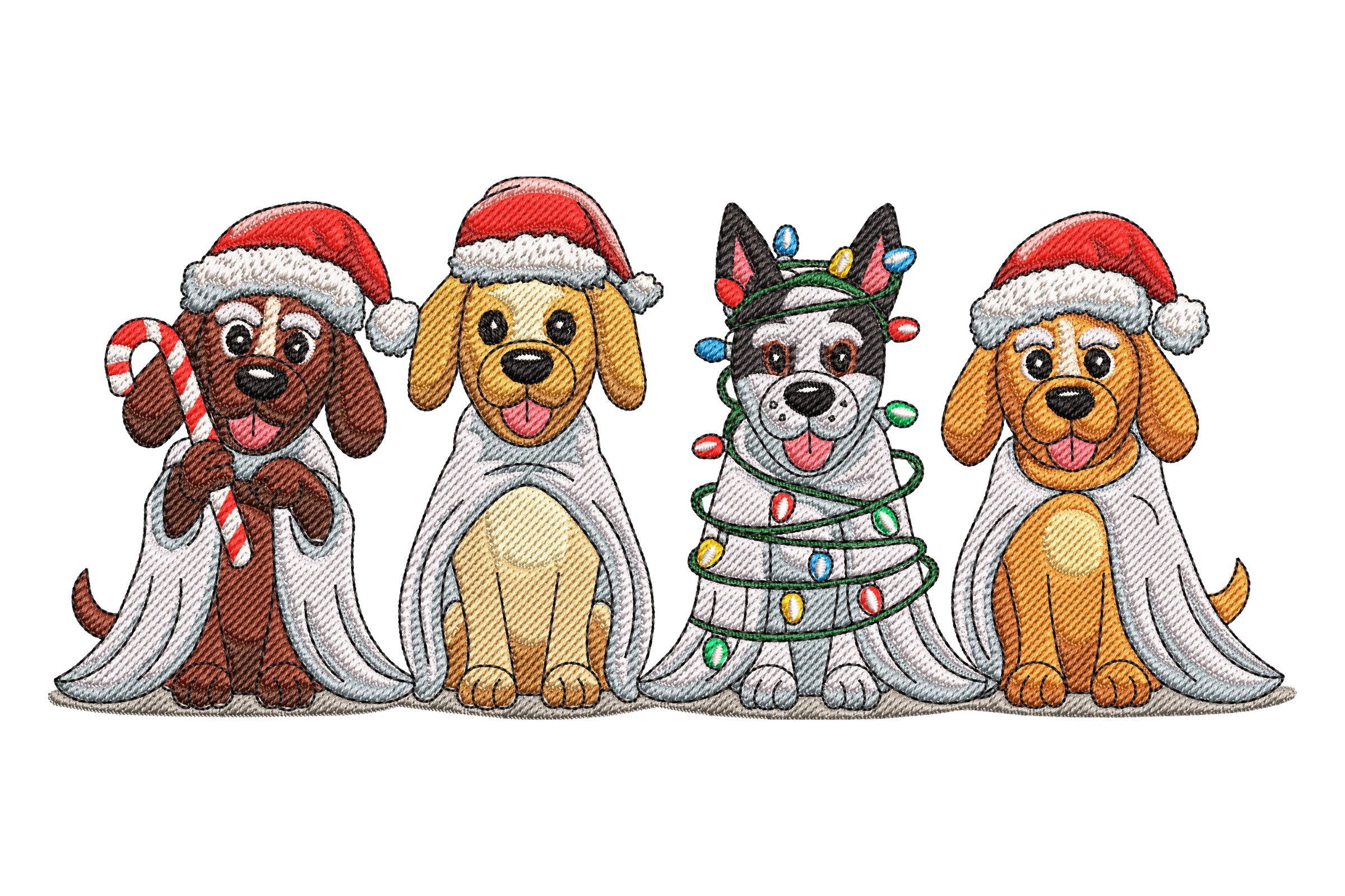 Christmas Dogs in Santa Hats & Sheets – Holiday Machine Embroidery ...