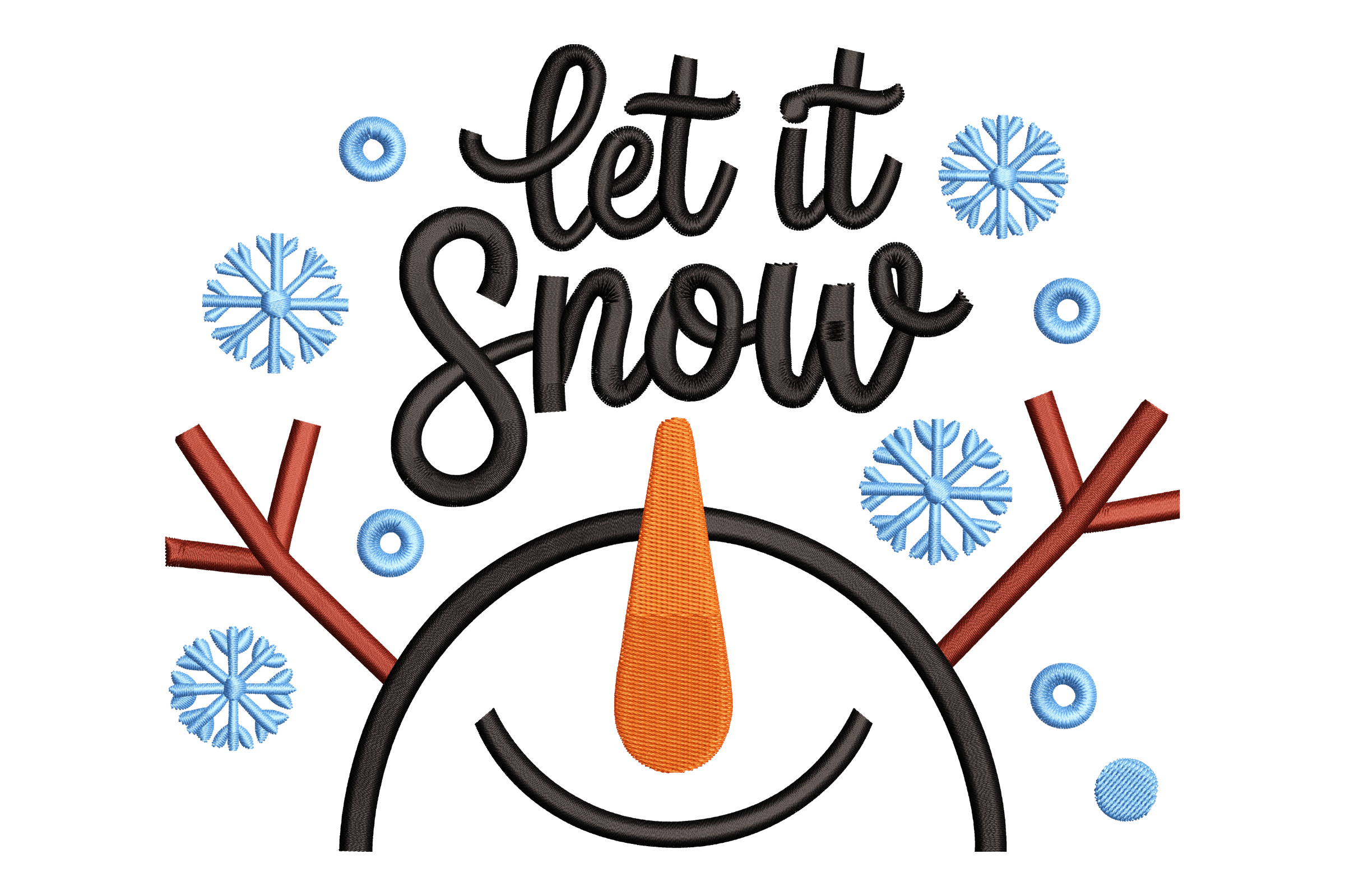 Let It Snow – Snowman Face Winter Embroidery Design | Embroidize