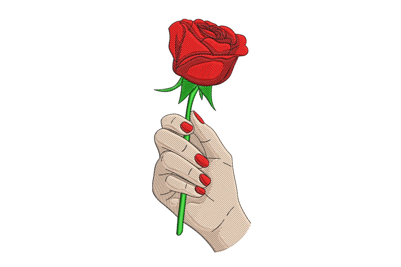Hand Holding Rose – Machine Embroidery Design | Embroidize