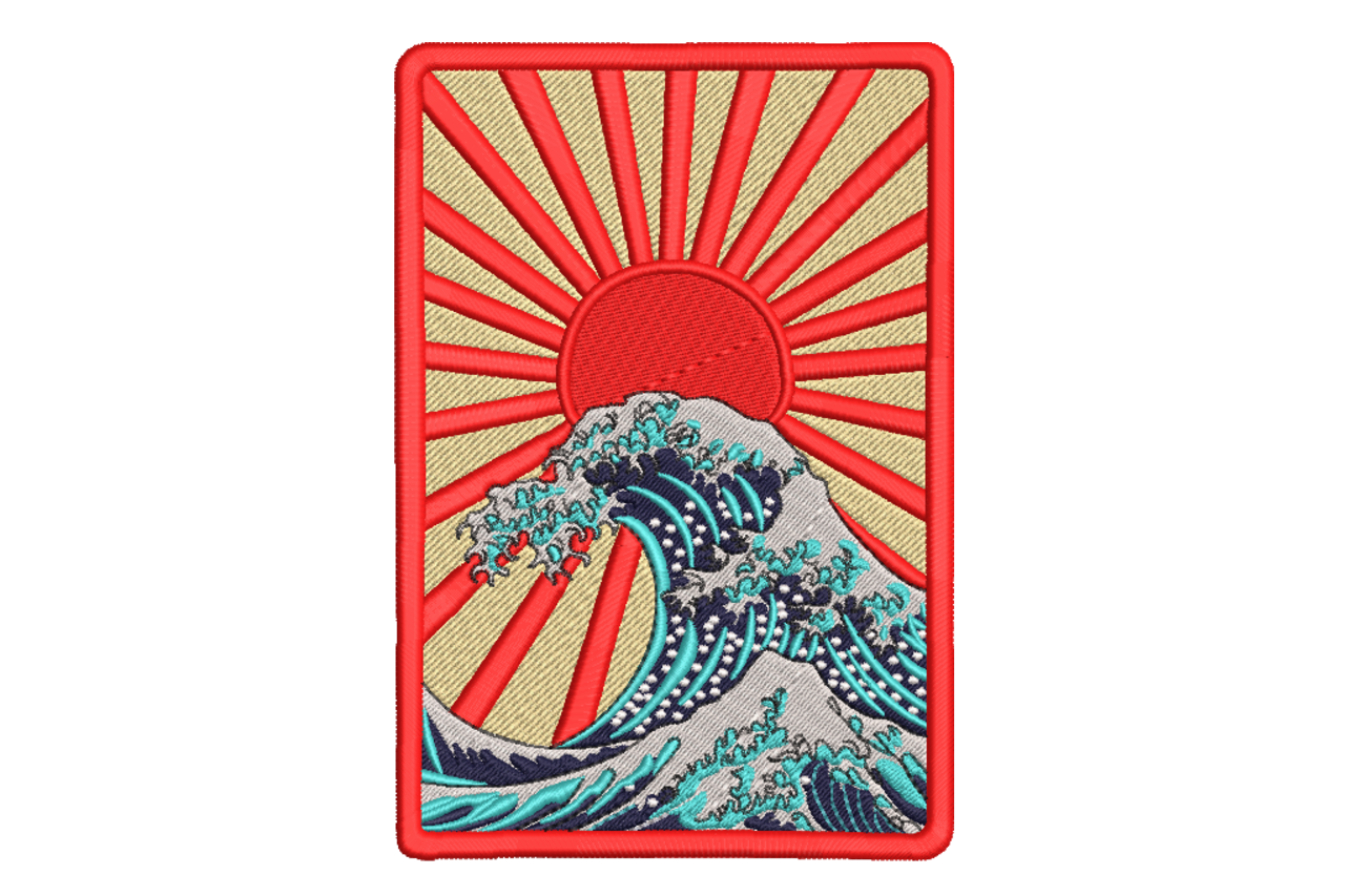 Rising Sun Wave Patch – Machine Embroidery Design | Embroidize