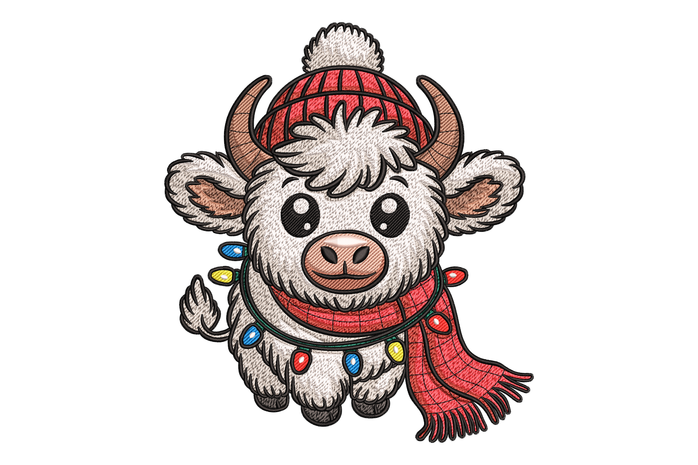 Cute Christmas Highland Cow – Embroidery Design | Embroidize