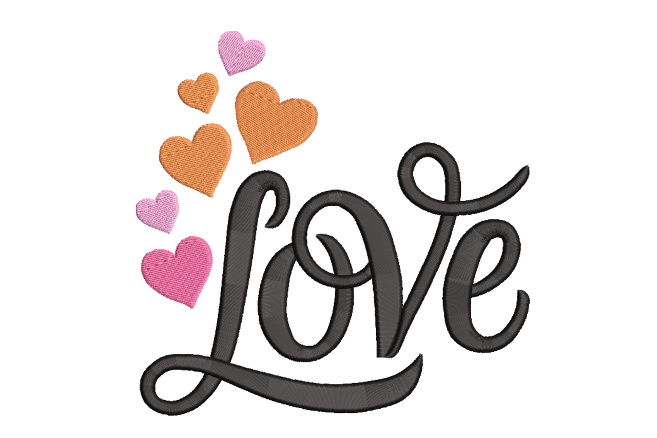 Love Script with Hearts – Valentine Machine Embroidery Design | Embroidize