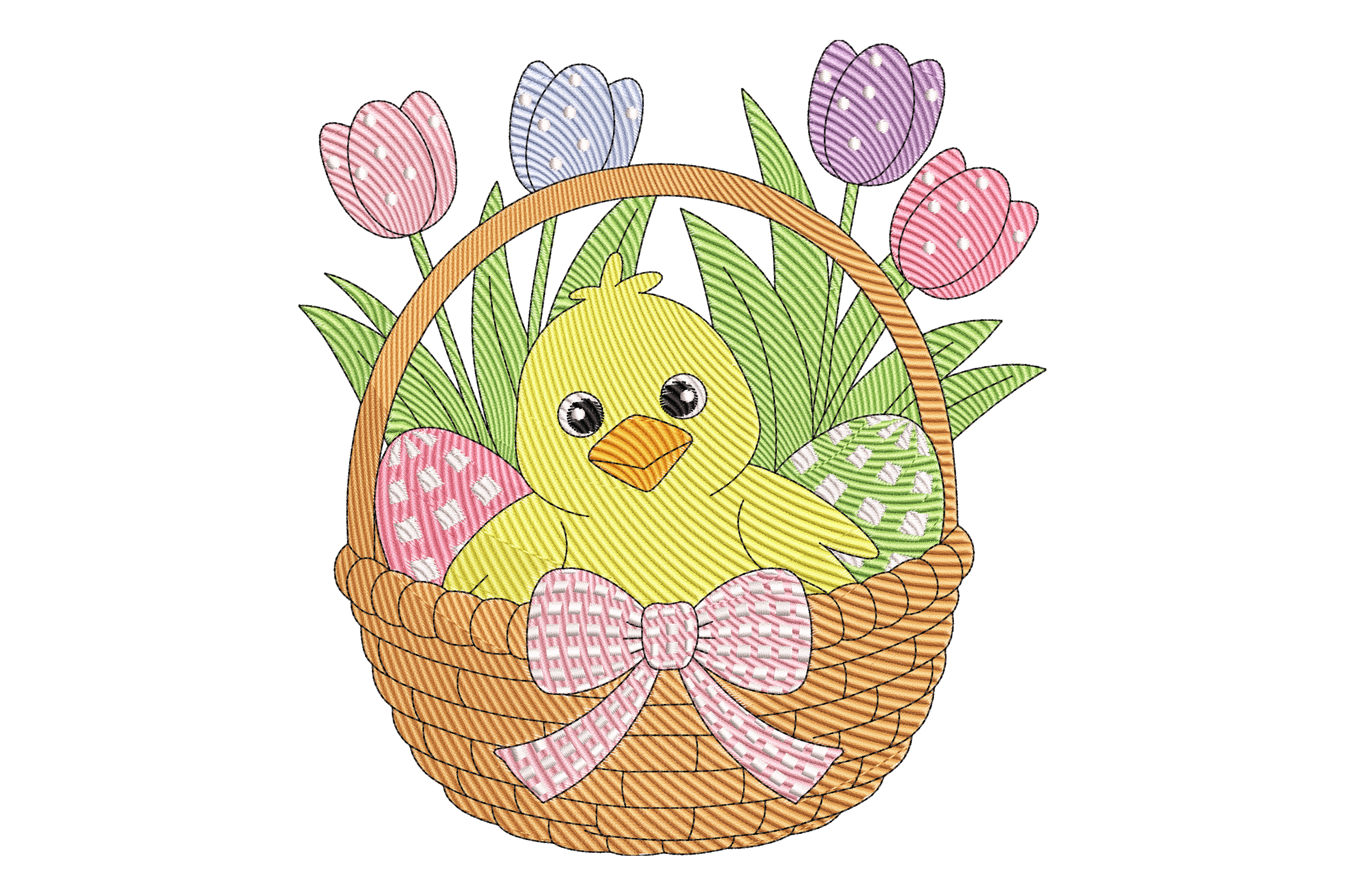 Easter Chick in Basket – Machine Embroidery Design | Embroidize